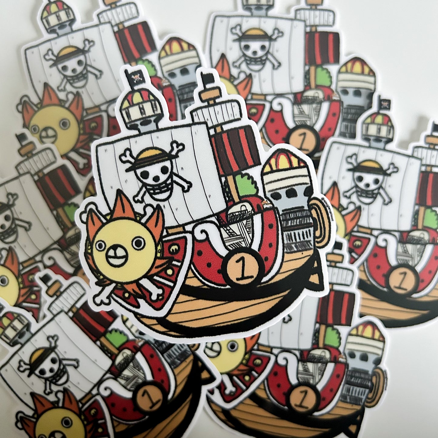 Smiling Lion Pirate Ship Corgi Sticker – Single Sploot