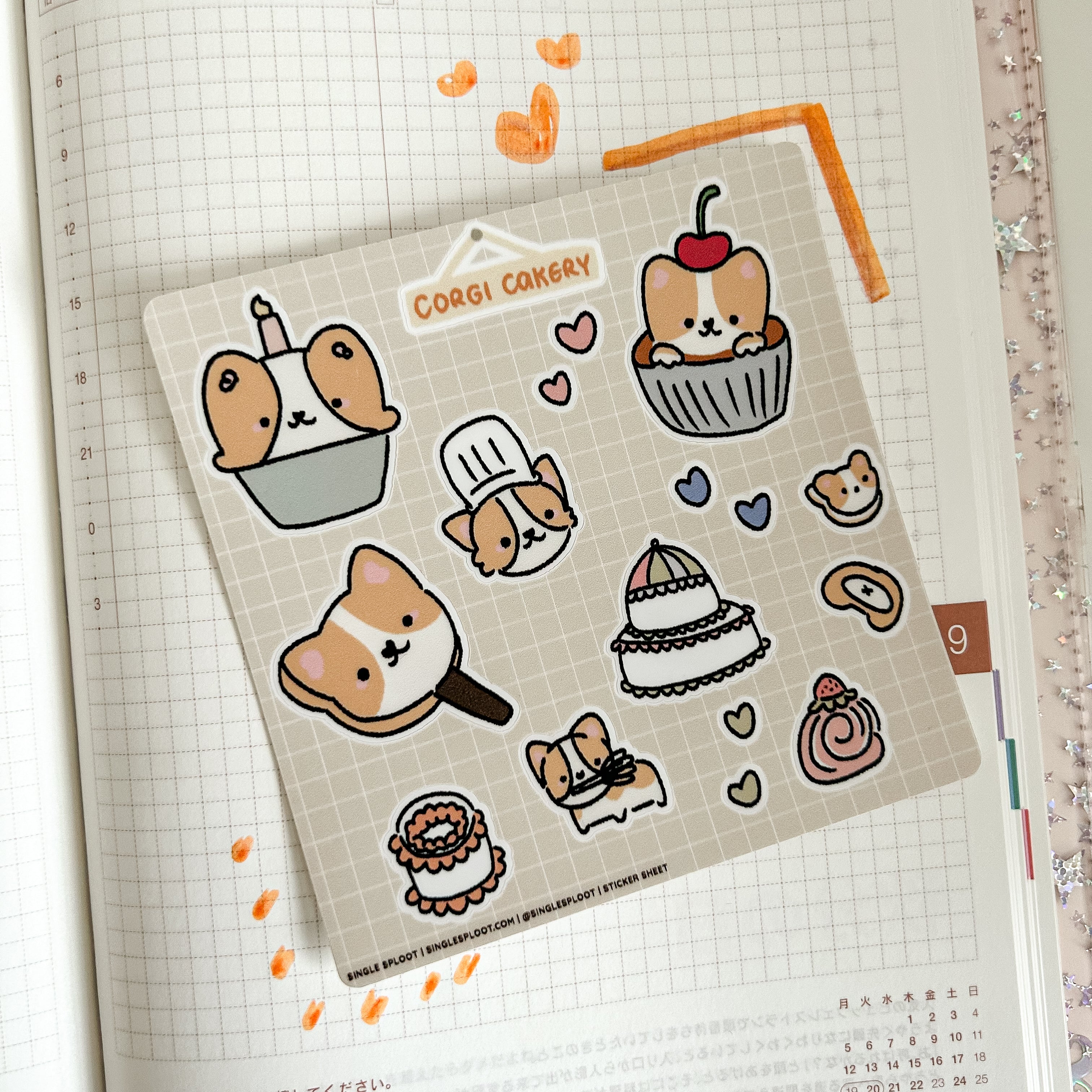 Patreon Sticker Sheet: Corgi Cakery Sticker Sheet – Single Sploot
