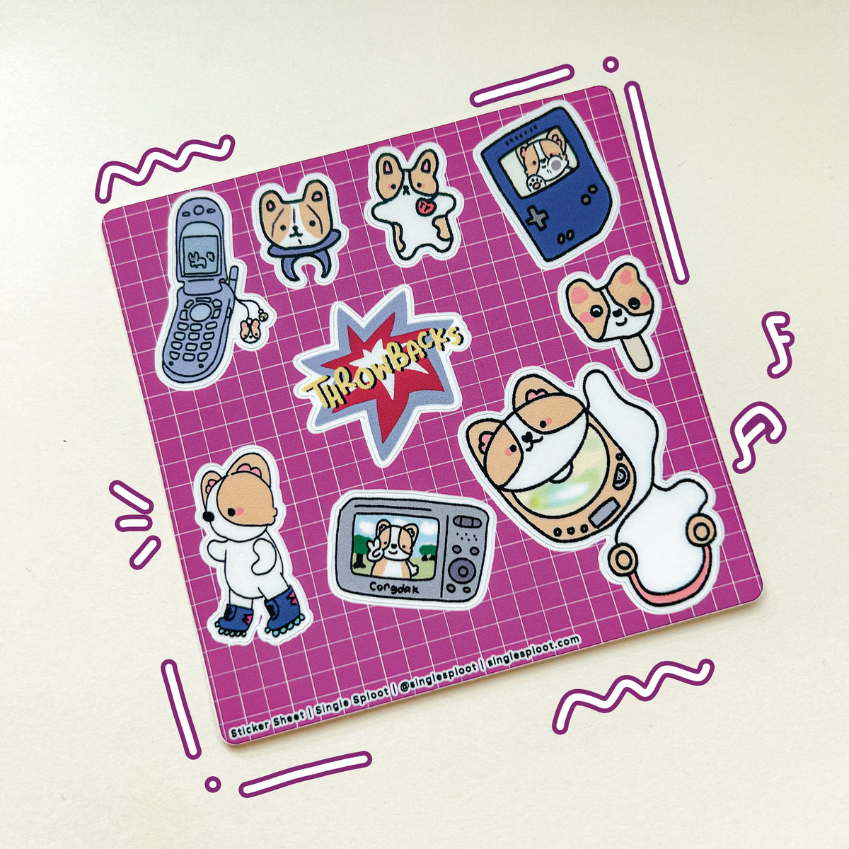 Patreon: Throwbacks! Corgi Sticker Sheet – Single Sploot